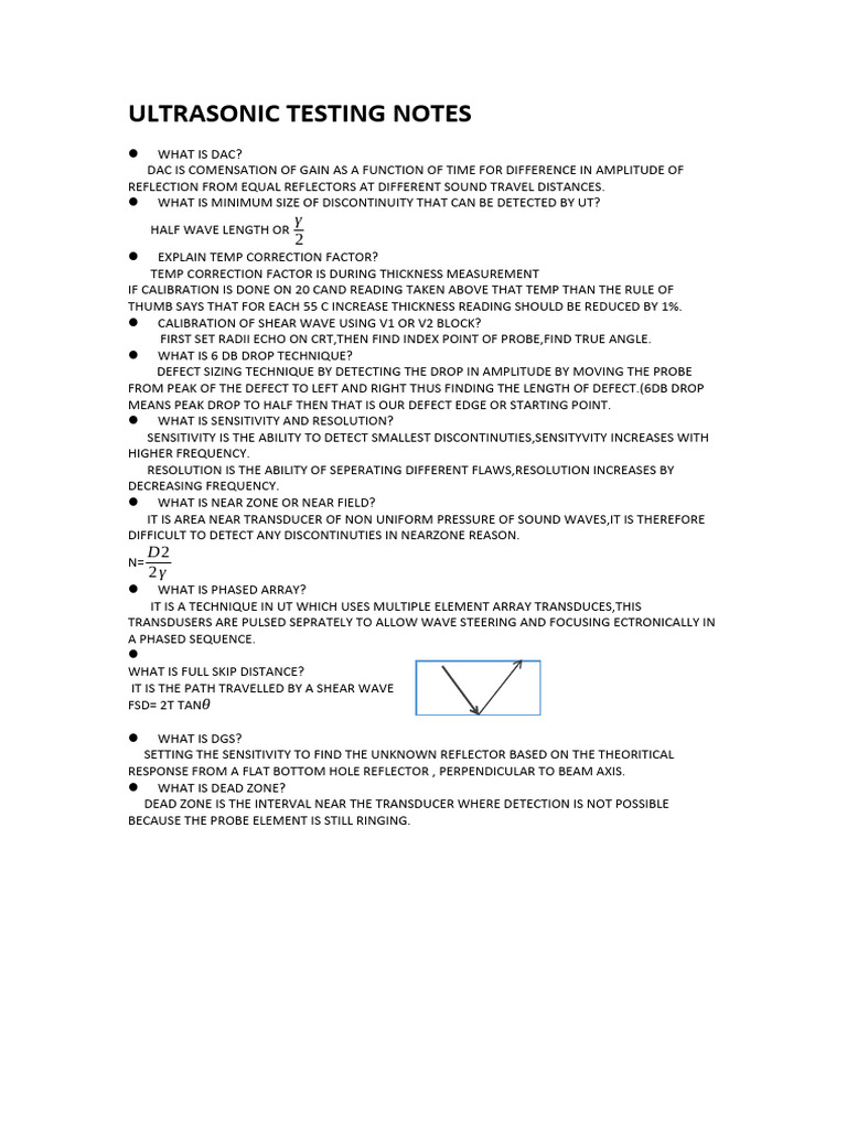 ULTRASONIC TESTING NOTES | PDF