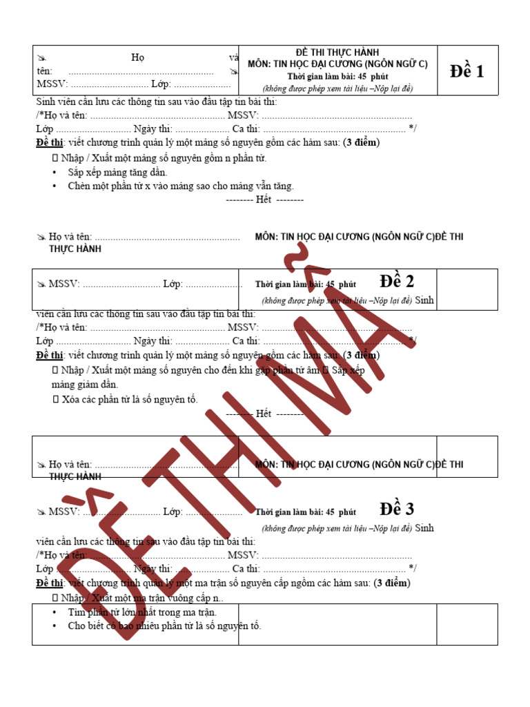 DethiTH THDC LaptrinhC LopK107 | PDF