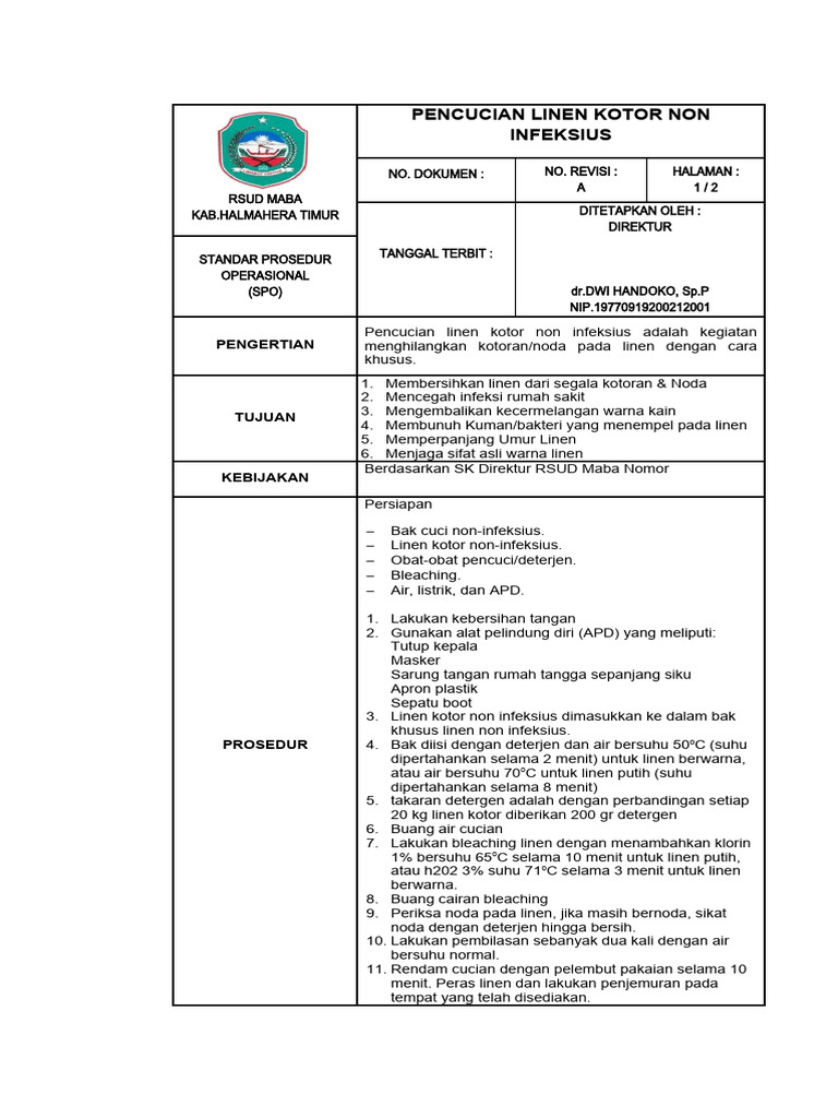 Ppi 7.2 Cuci Linen Non Infeksius Fix Fix Fix | PDF