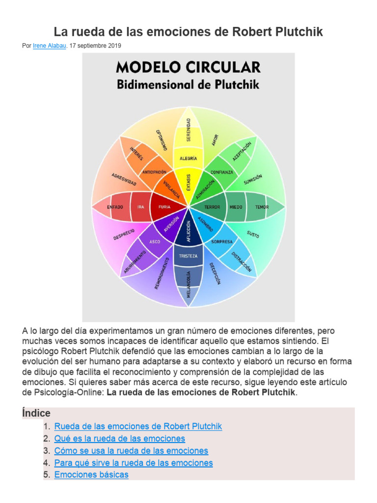 La Rueda de Las Emociones de Robert Plutchik | PDF | Las emociones | Conceptos psicologicos