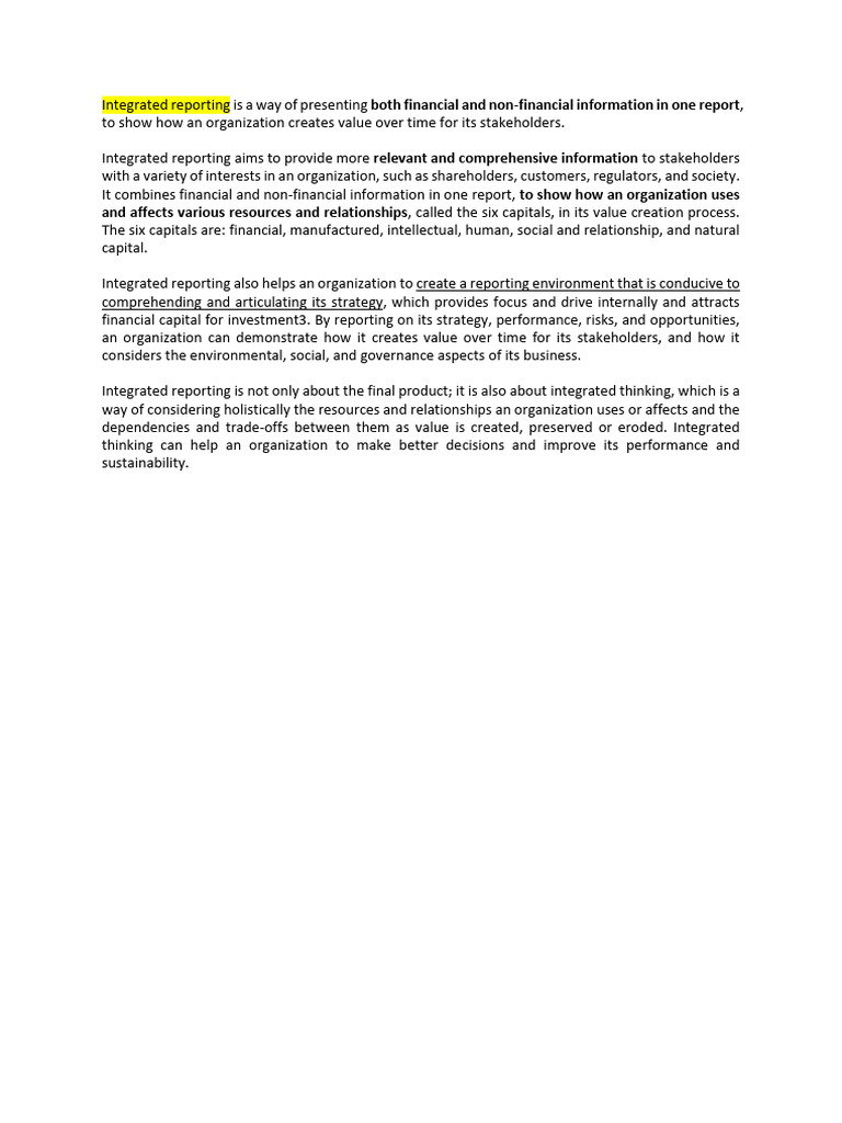 Integrated Reporting | PDF