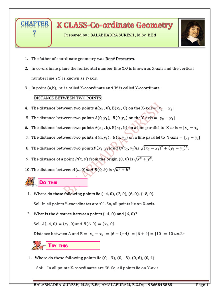 X CLASS2023 24 7.coordinate Geometry Notes | PDF | Elementary Geometry ...