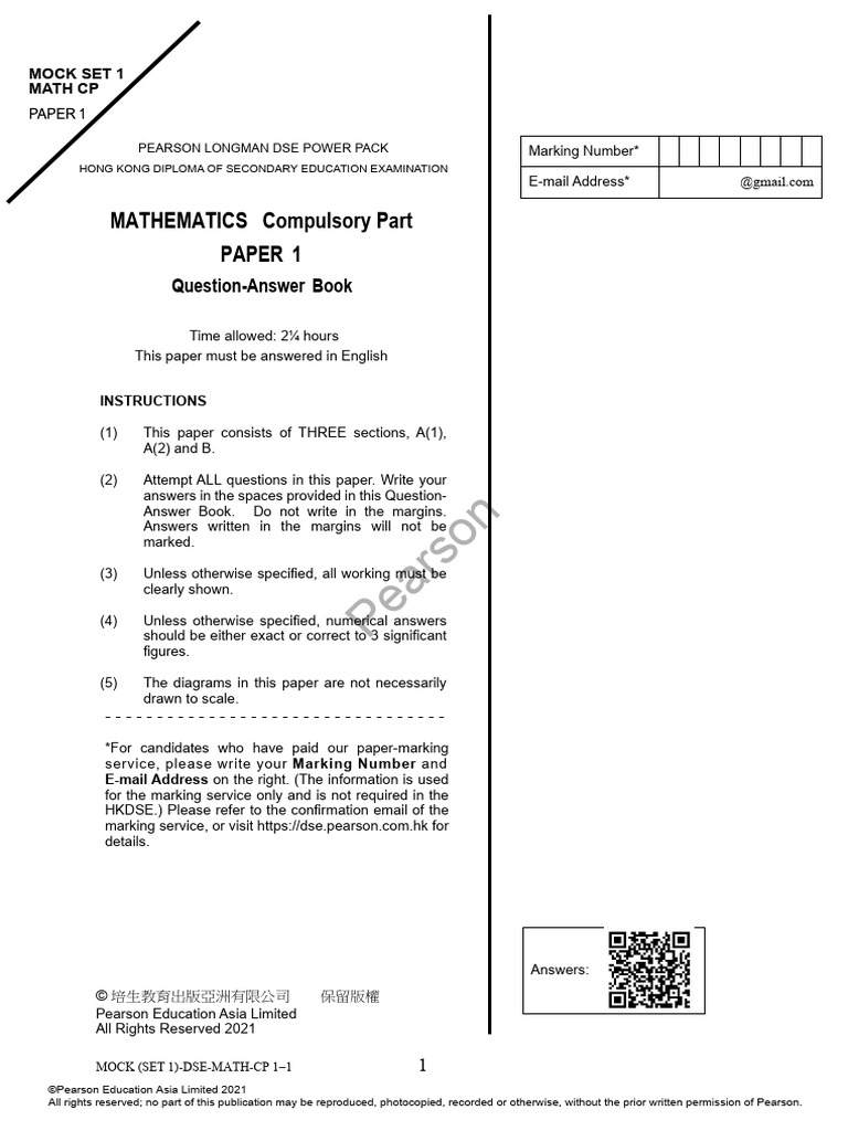 Maths DSE Mock Set 1 Paper 1 | PDF | Mathematics | Geometry
