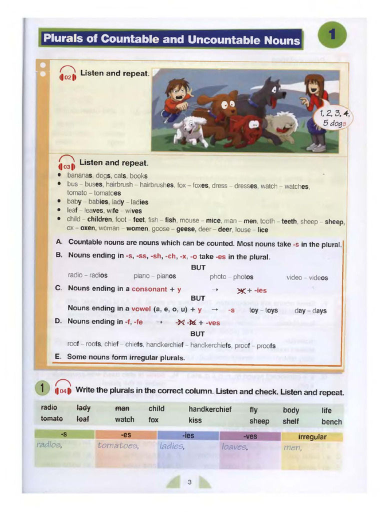 Bài 1 Plurals of Countable and Uncountable Nouns - Personal Pronouns ...