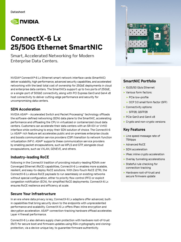 Connectx 6 LX en Card Product Brief 1731006 | PDF | Computer Network ...