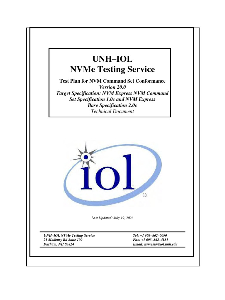 UNH-IOL NVM Command Set Conformance v20.0 2023.07.19【NVMe-Of】 | PDF | Computer Architecture ...