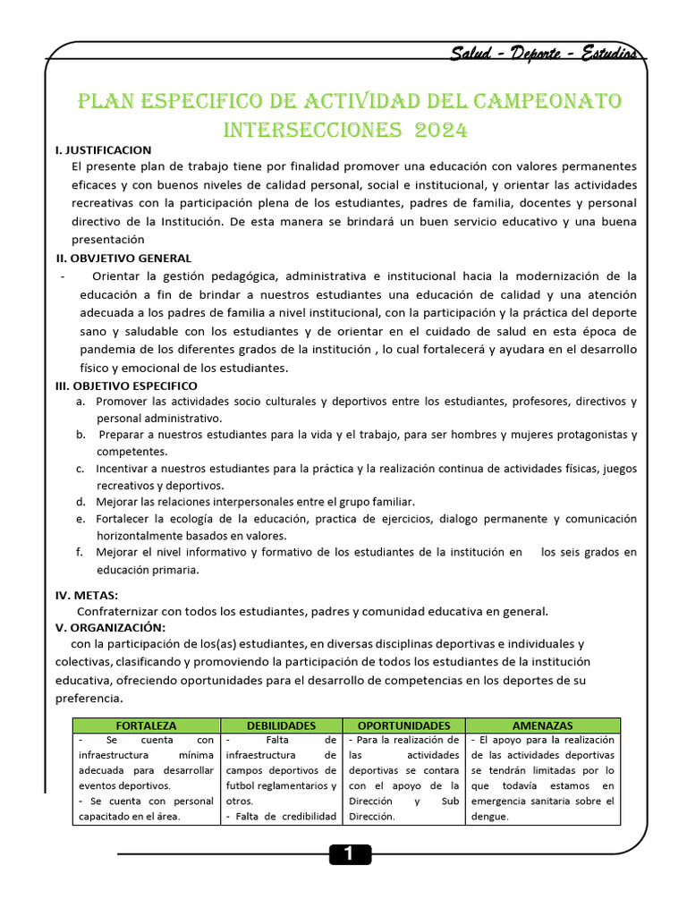 Plan Especifico de E.F. | PDF