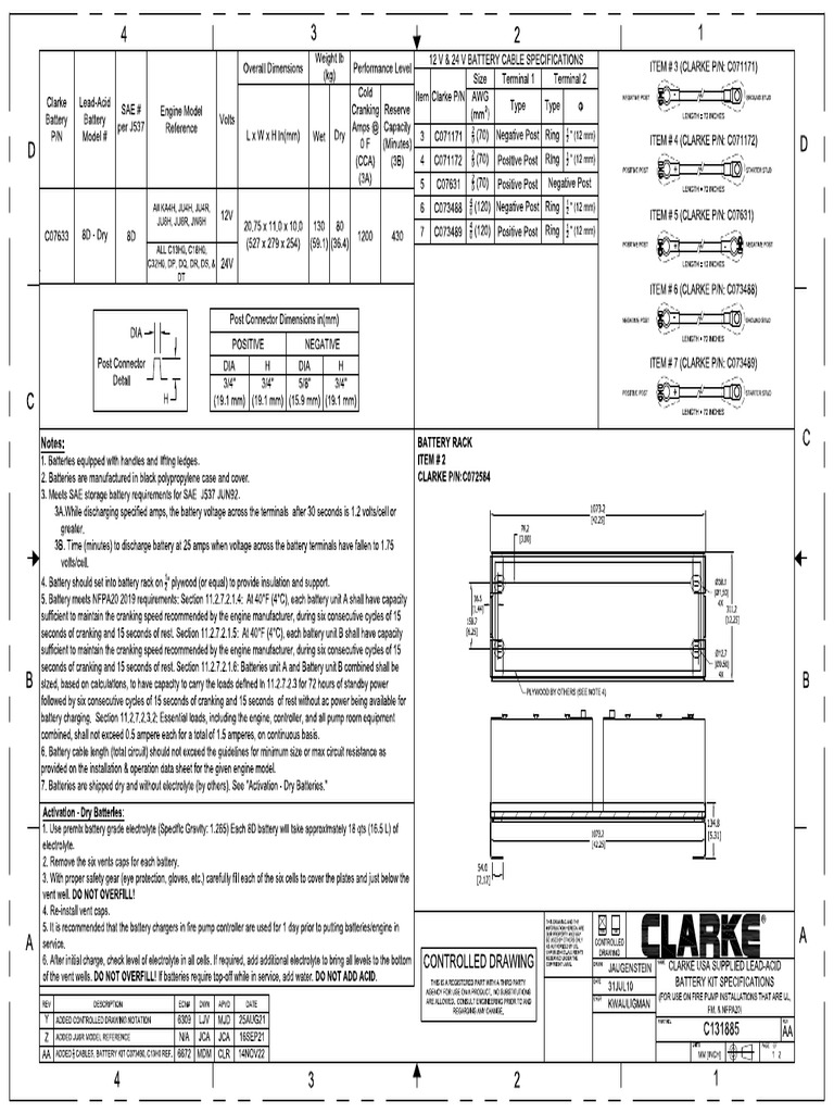 Battery Specification Sheet c131885 | PDF