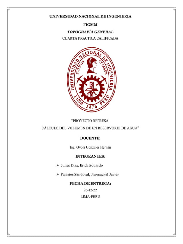 Proyecto Represa, Cálculo Del Volumen de Un Reservorio de Agua - 20240625 - 155508 | PDF