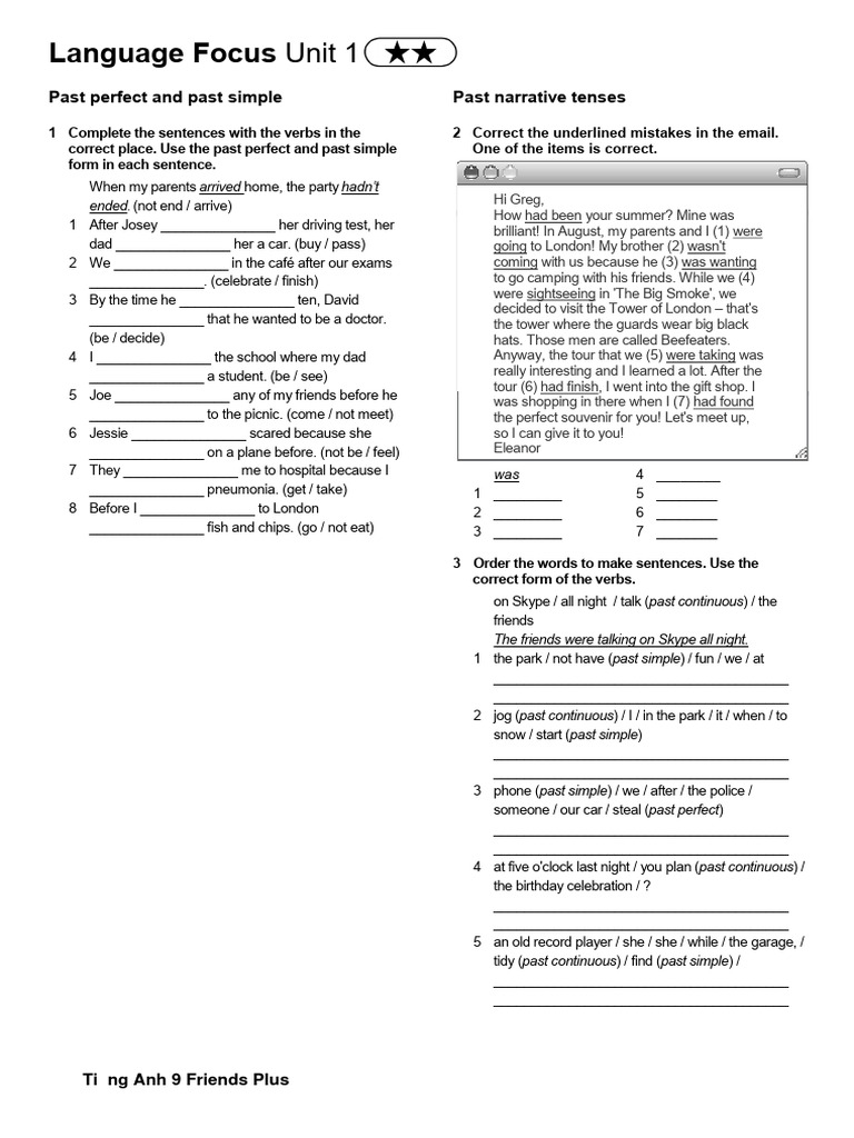 Tiếng Anh 9 Friends Plus Unit 1 Langfocus Two Star | PDF | Language ...