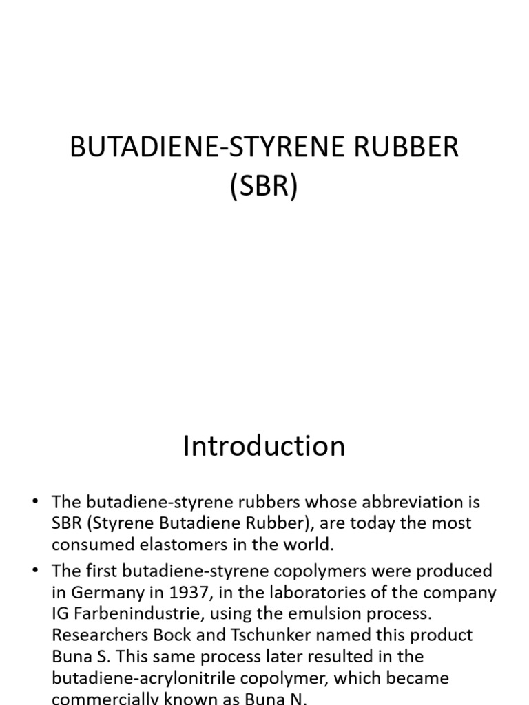 Butadiene-Styrene Rubber (SBR) | PDF | Polymers | Polymerization