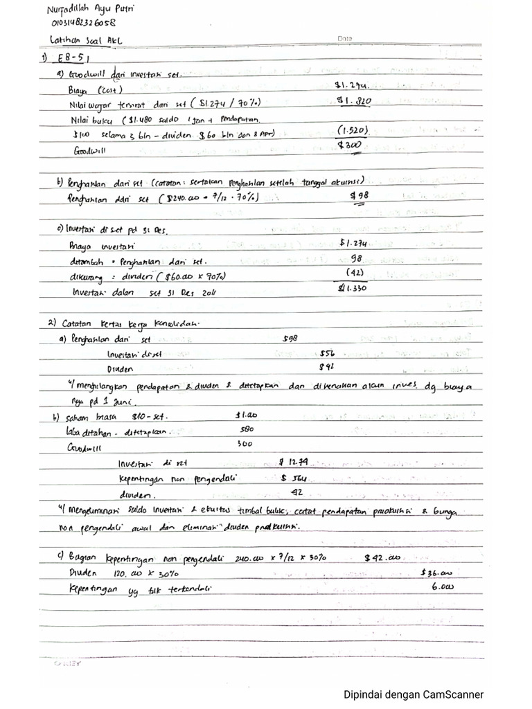 Nurfadillah Ayu Putri - Latihan AKL 2 (BAB 8 & 9) | PDF