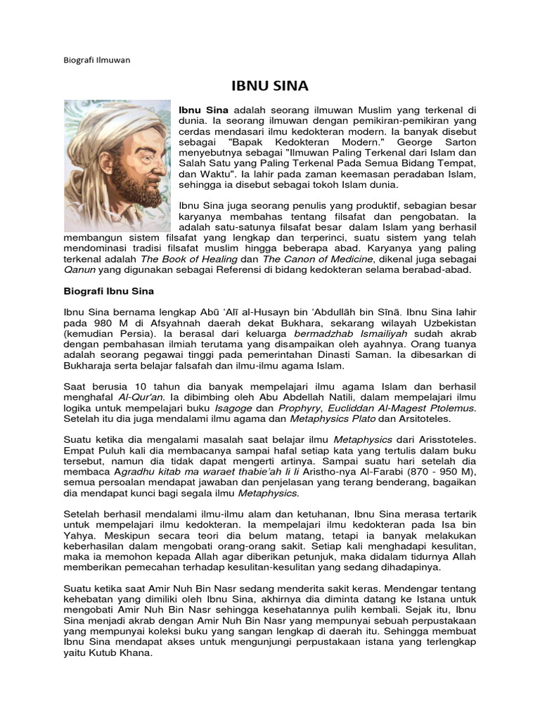 Biografi Ilmuwan IBNU SINA | PDF