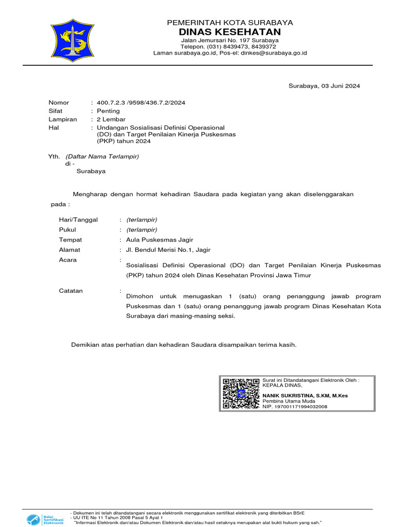 Undangan Sosialisasi PKP 2024 | PDF