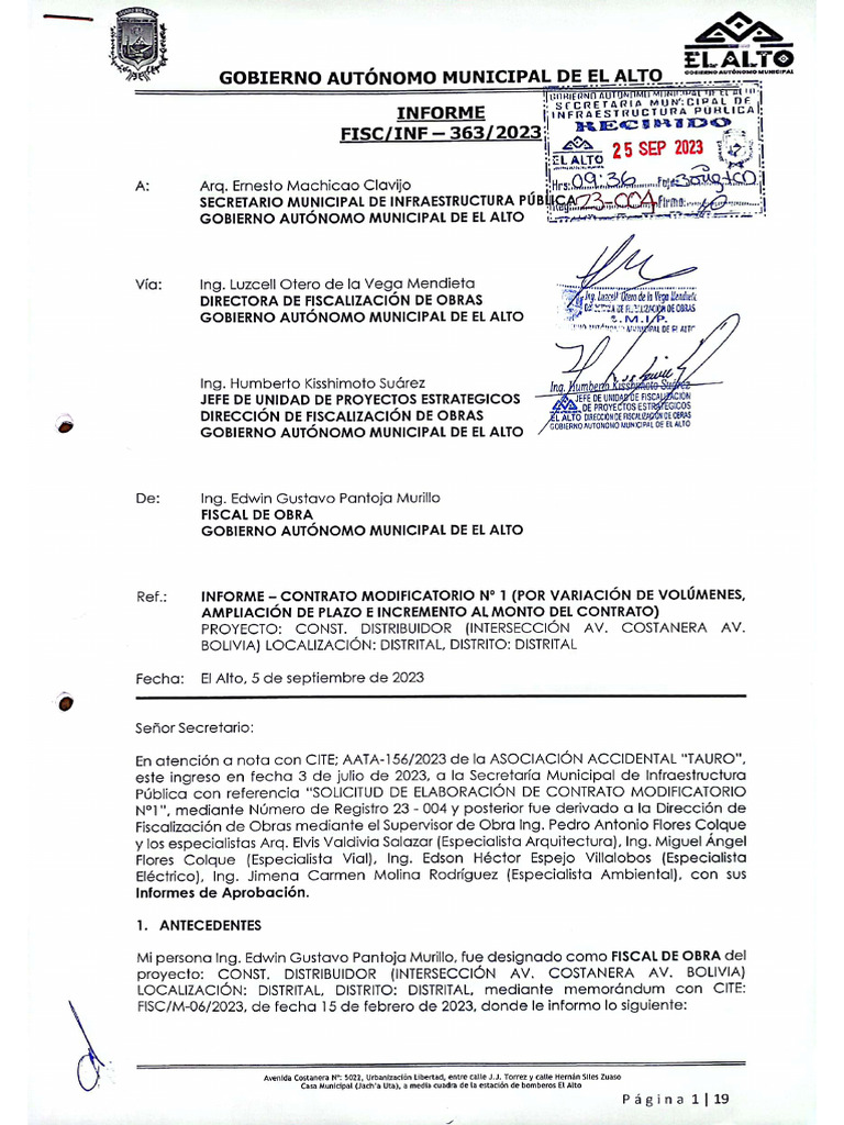 SUSTENTO TECNICO FISCAL DE OBRAS CM No 1 | PDF