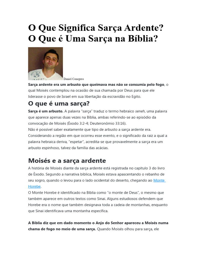 O Que Significa Sarça Ardente | PDF | Moisés | Livro do Êxodo