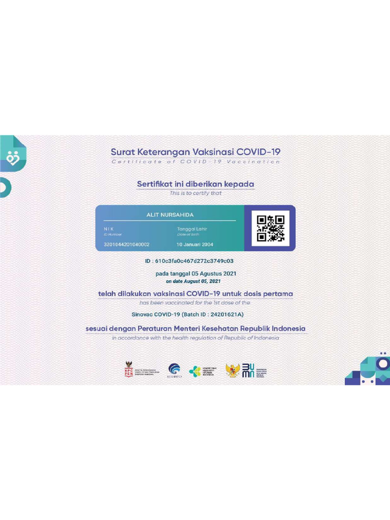 Sertifikat Vaksin Pdf