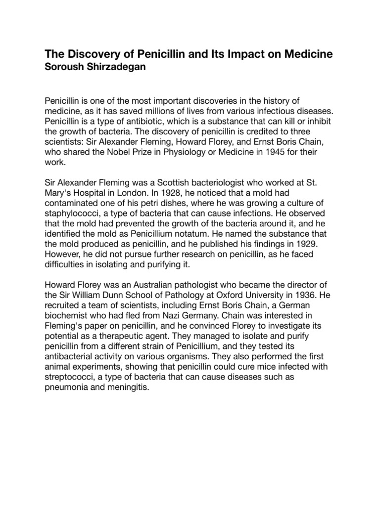 Penicillin: A Medical Revolution | PDF | Penicillin | Diseases And ...