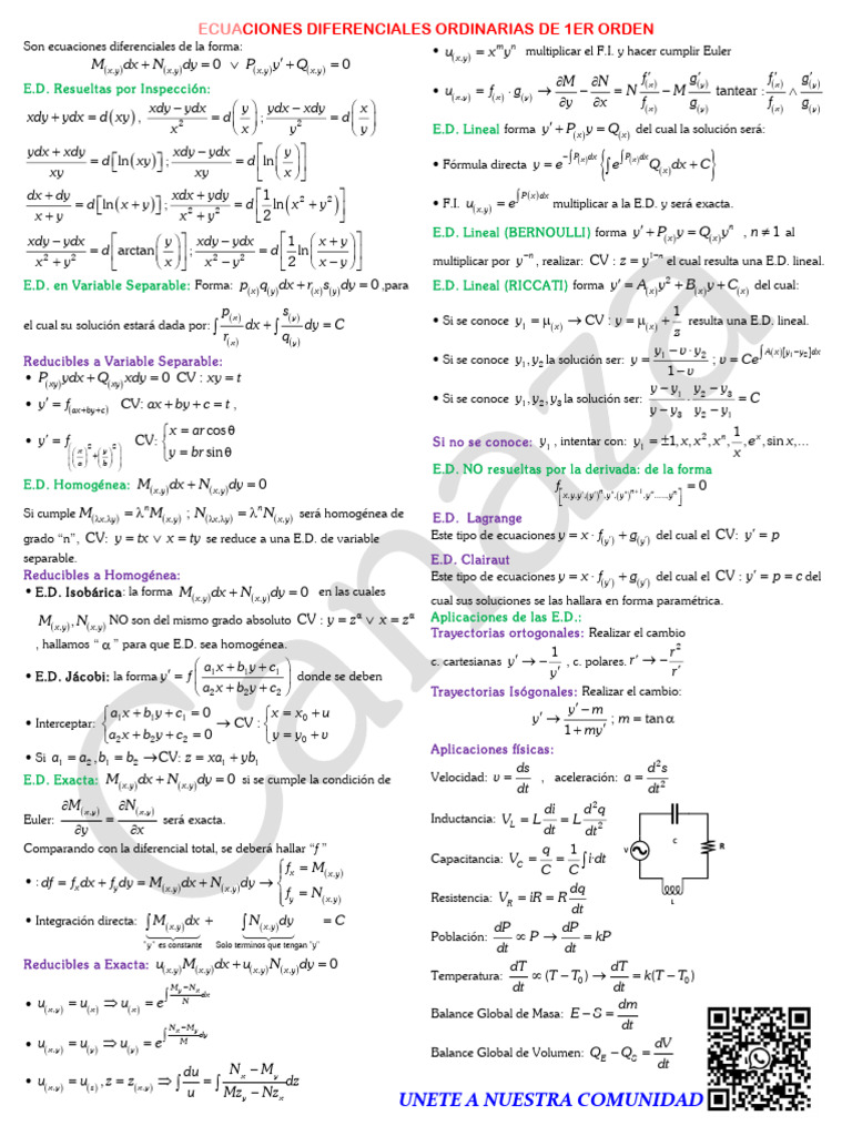 For. 1P Ecuas | PDF | Ecuaciones | Calculo diferencial
