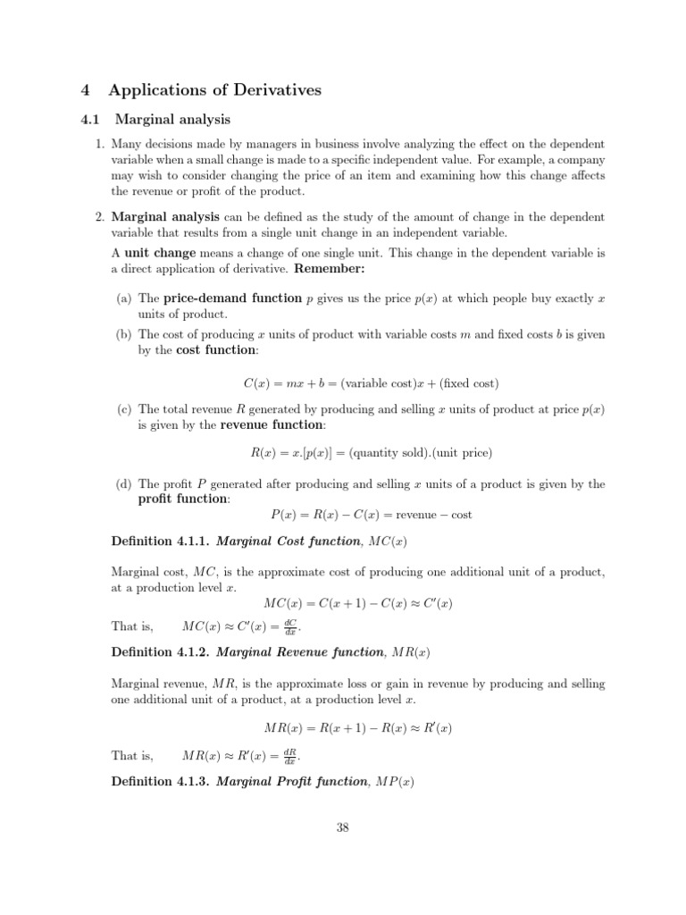 Topic 4 Applications of Derivatives | PDF | Mathematical Analysis ...