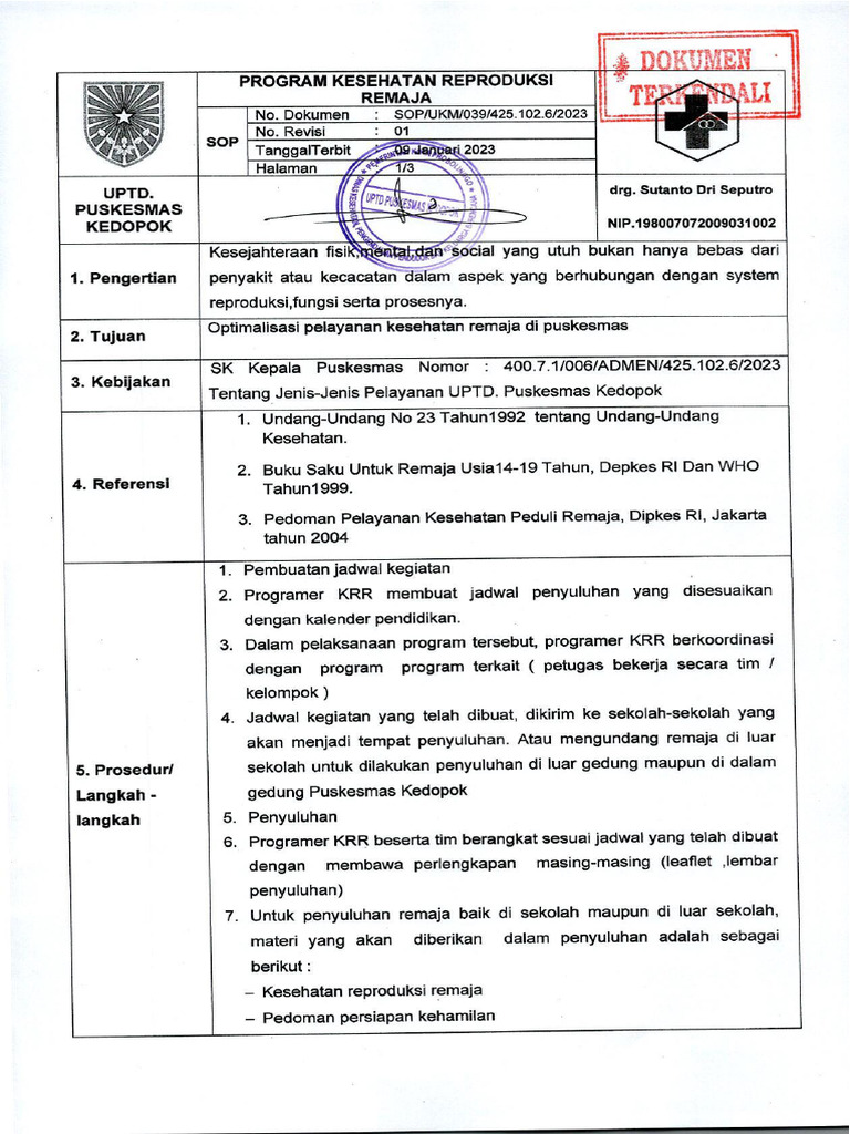 039 - Program Kesehatan Reproduksi Remaja - 0001 | PDF