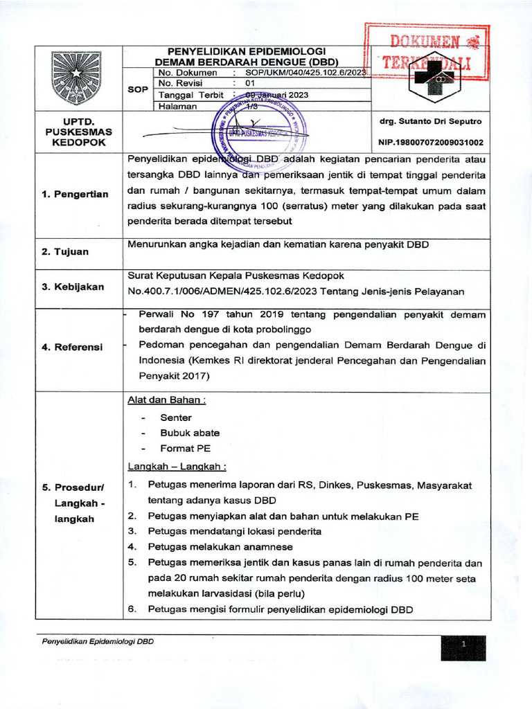 040 - Penyelidikan Epidemiologi Demam Berdarah Dengue (DBD) - 0001 | PDF