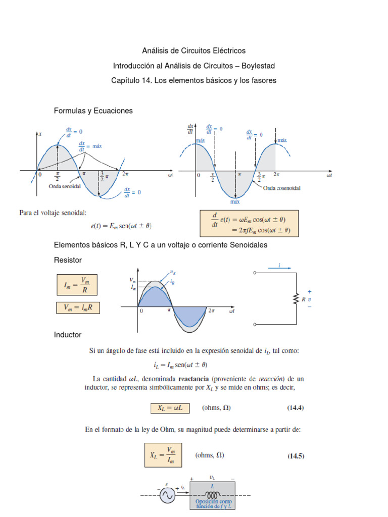 Capitulo 14. Los Elementos Básicos y Los Fasores - Formulas y ...