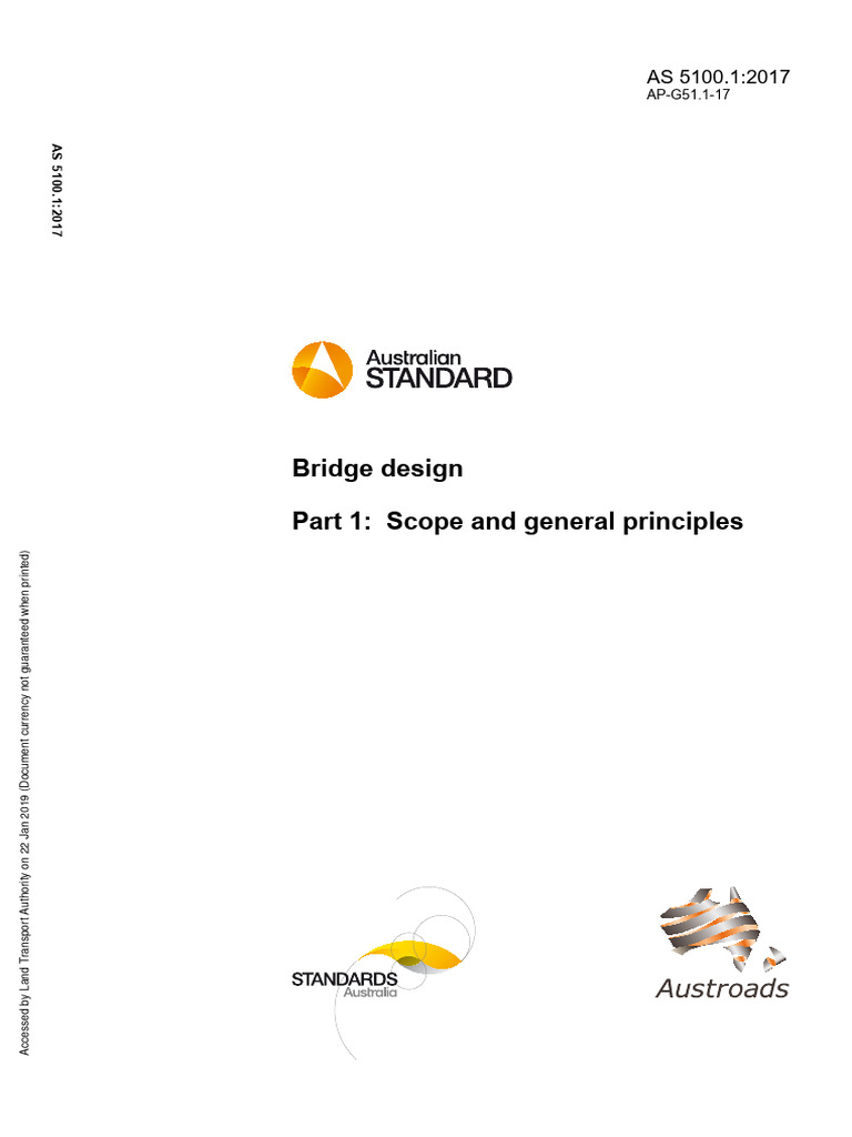 AS 5100.1 - 2017 Bridge Design - Scope and General Principles | PDF | Road | Bridge