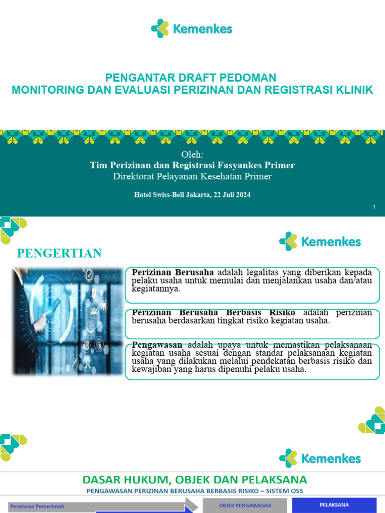 Pengantar Draft Pedoman Monev Perizinan Dan Registrasi Klinik 22 Juli ...