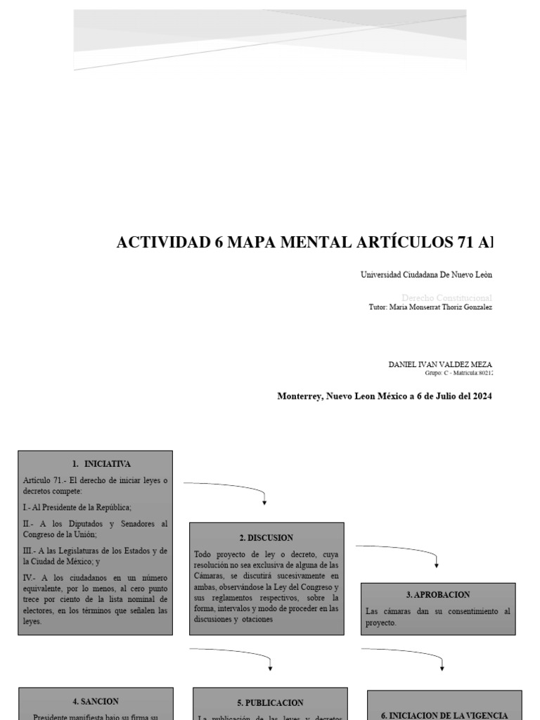 Proceso Legislativo en México: Art. 71 CPEUM | PDF | Ley Pública ...