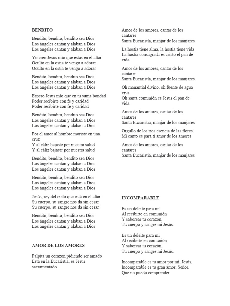 Cantos Hora Santa | PDF | eucaristía | Cristo (título)