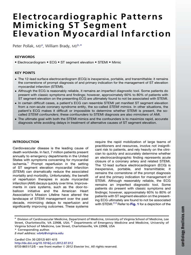 ECG Patterns Mimicking STEMI Diagnosis | PDF | Myocardial Infarction ...