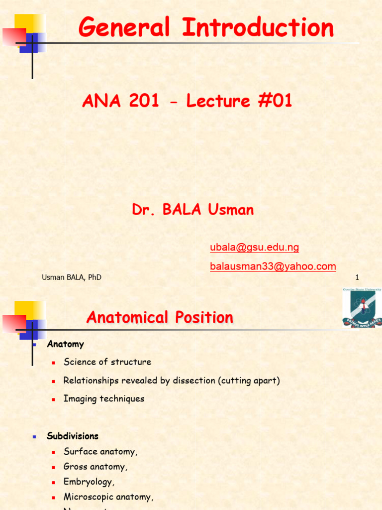 Introductory Lecture Anatomy - 2021 - UBALA | PDF | Anatomical Terms Of ...