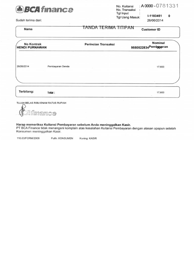 Tanda Terima Titipan | PDF