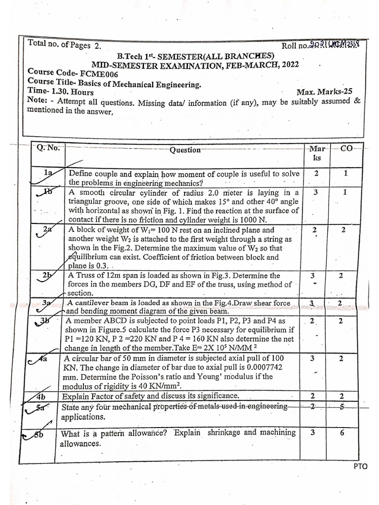 Bme Mid Sem 2022 | PDF