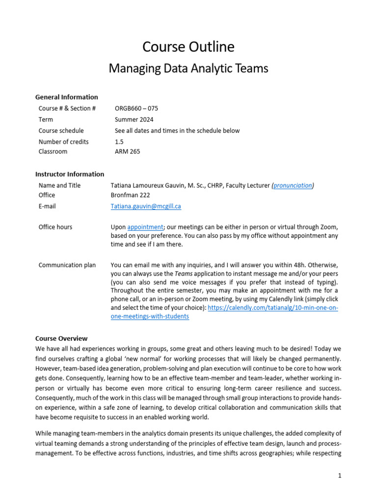 ORGB660 - Syllabus | PDF | Analytics | Learning