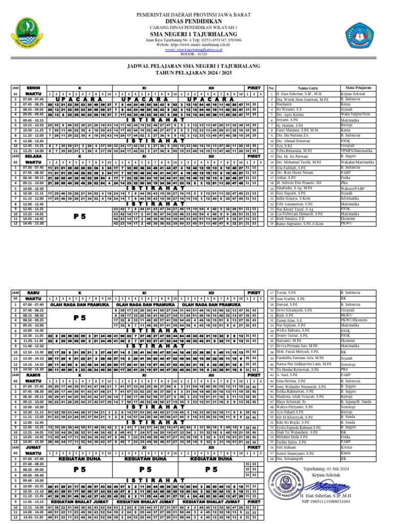 Jadwal 2425 Revisi 18 Juli | PDF