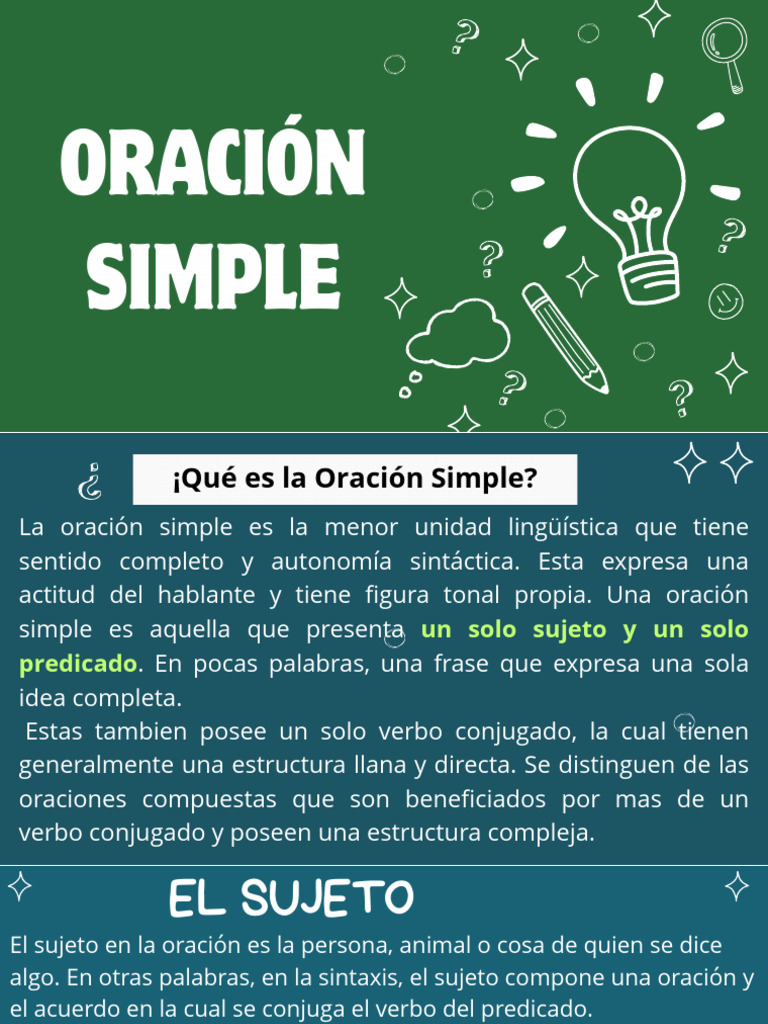 Oración Simple | PDF | Verbo | Asunto (gramática)