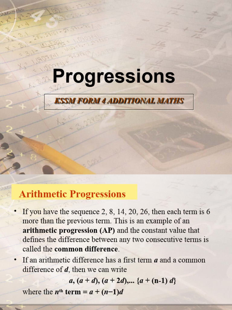 Lesson Notes - Progressions | PDF | Arithmetic | Mathematical Objects