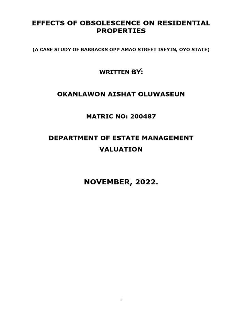 Effects of Obsolescence On Residential Properties | PDF | Chi Squared ...