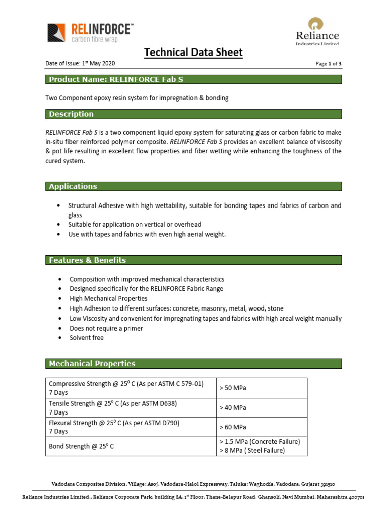 Tds Relinforce Fab S | PDF | Composite Material | Epoxy