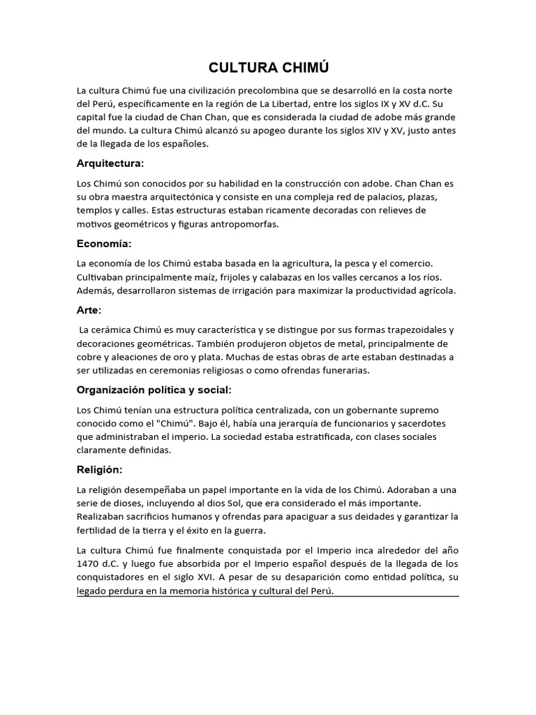 Cultura Chimú | PDF | Historia | Religión y espiritualidad