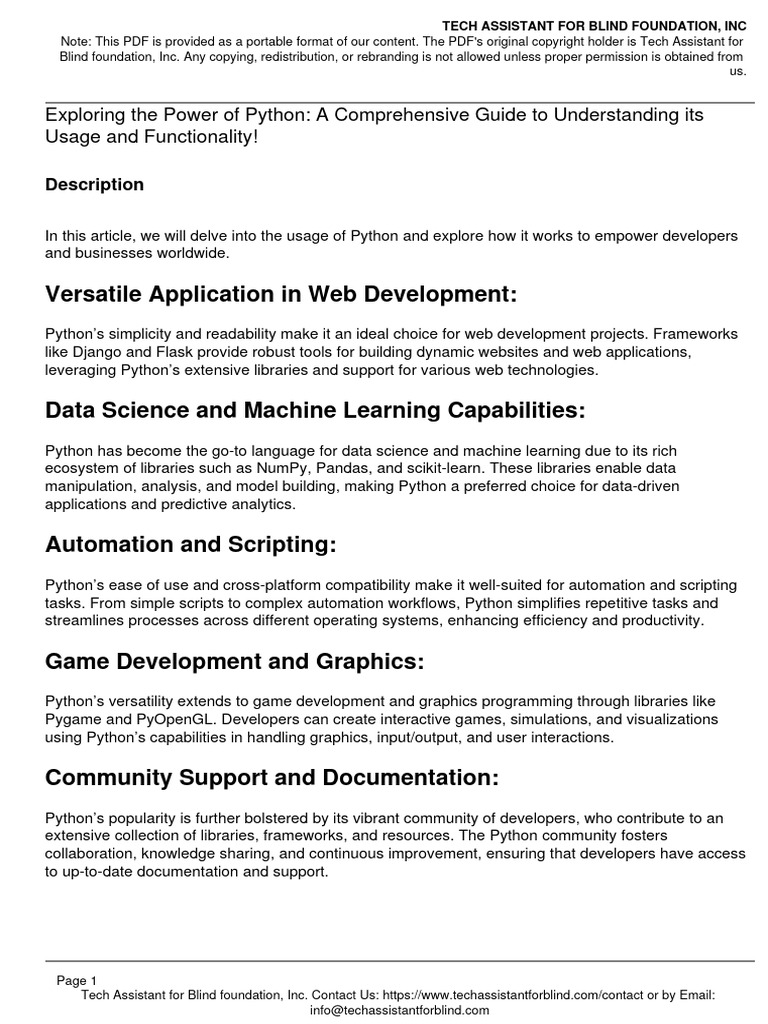 Exploring The Power of Python - A Comprehensive Guide To Understanding Its Usage and ...