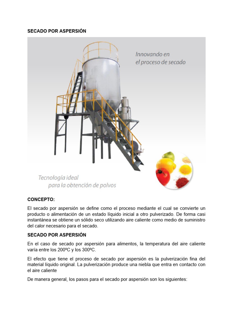 Secado Por Aspersión | PDF | Alimentos | Líquidos