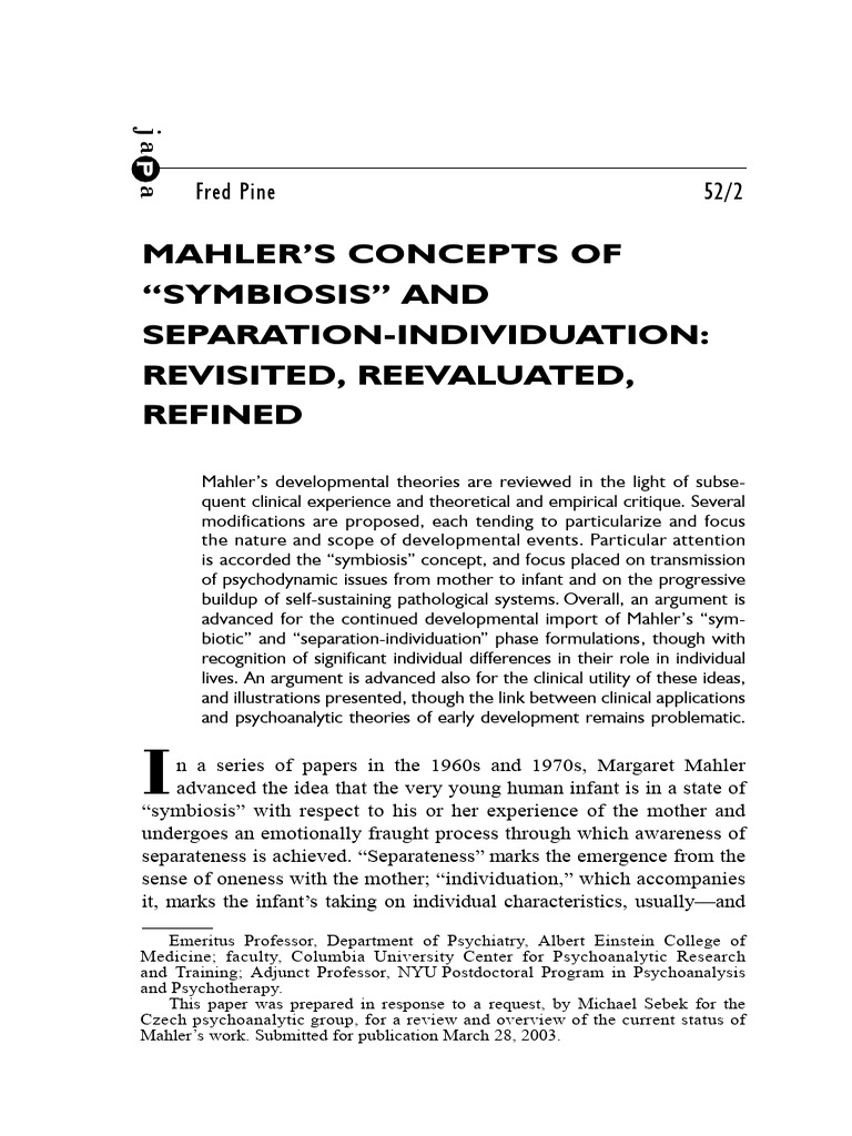 Reevaluating Mahler's Developmental Stages | PDF | Psychoanalysis ...