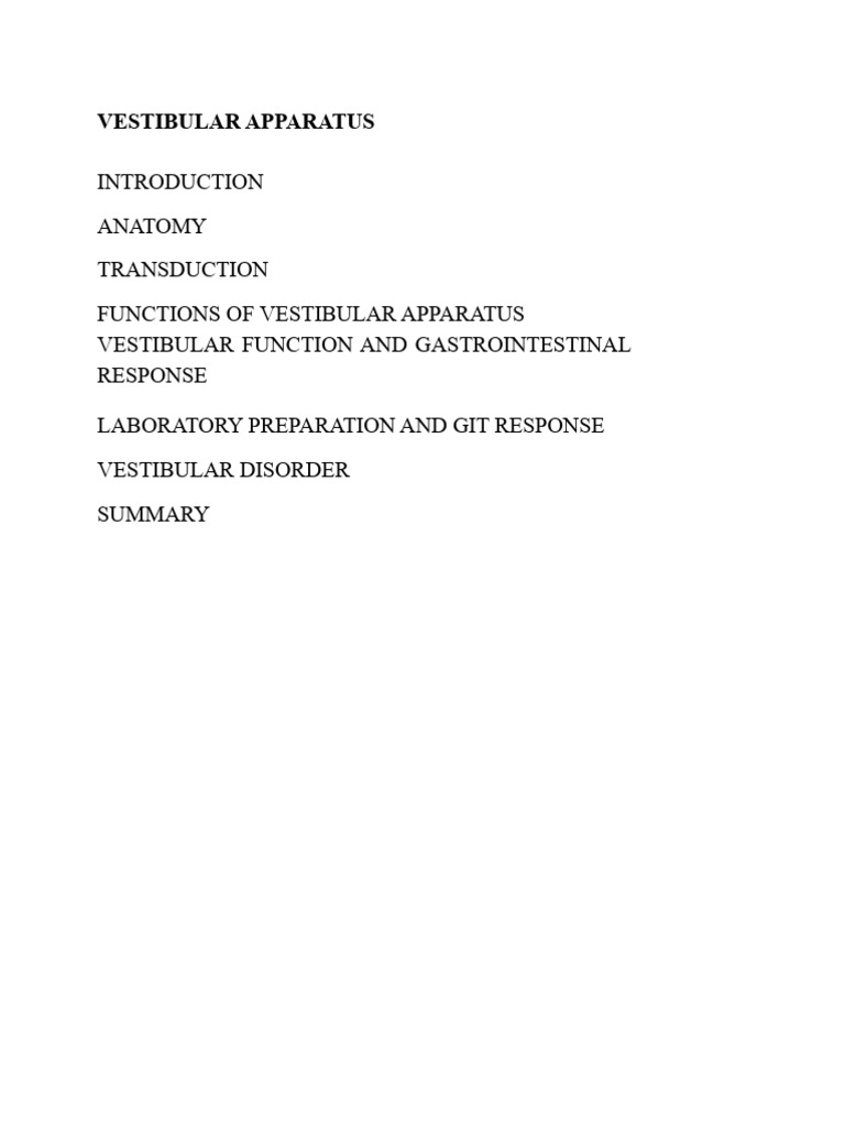Vestibular System Overview | PDF | Vertigo | Vestibular System