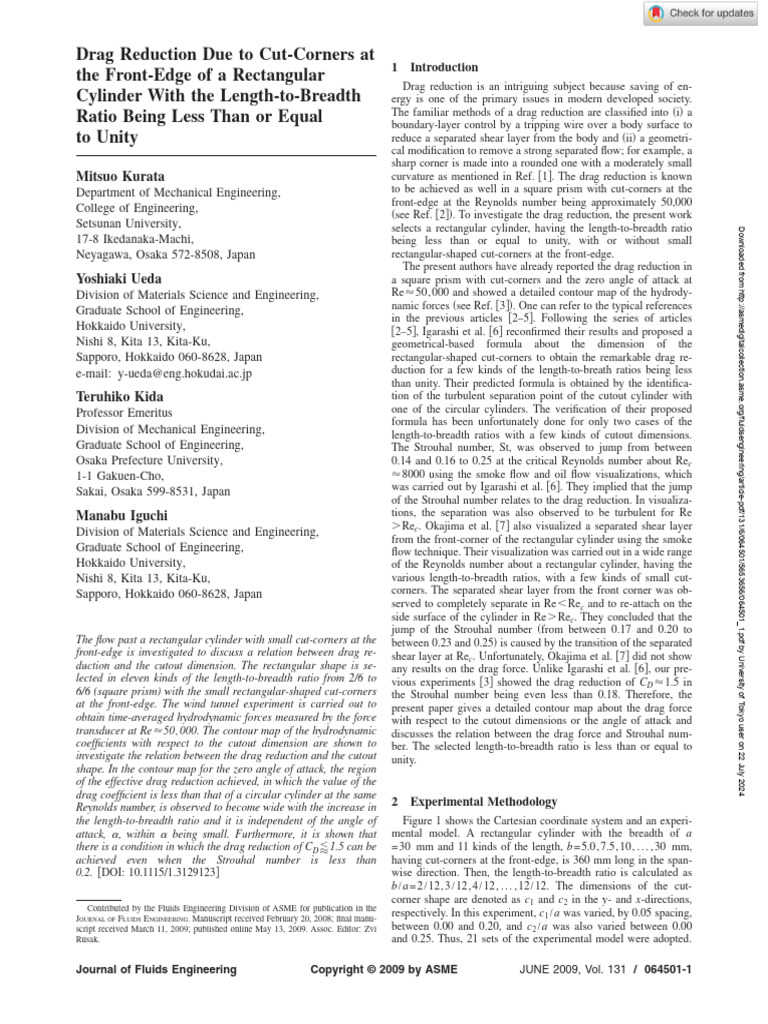 Drag Reduction Due To Cut-Corners at The Front-Edge of A Rectangular ...