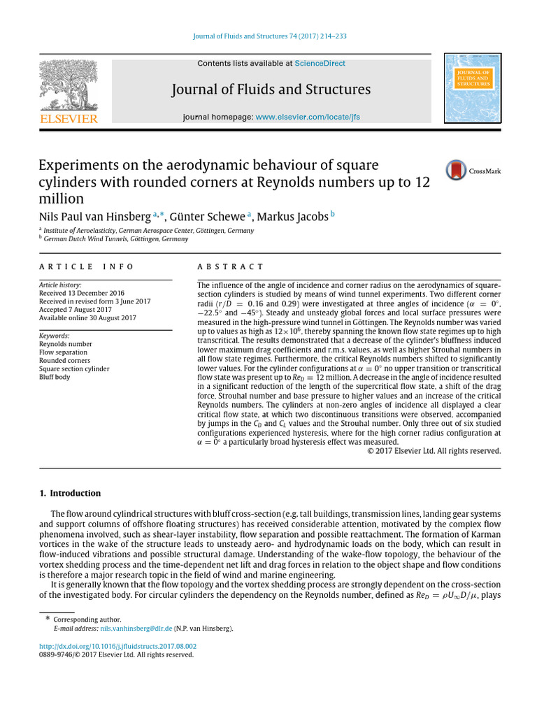 Experiments On The Aerodynamic Behaviour of Square Cylinders With ...