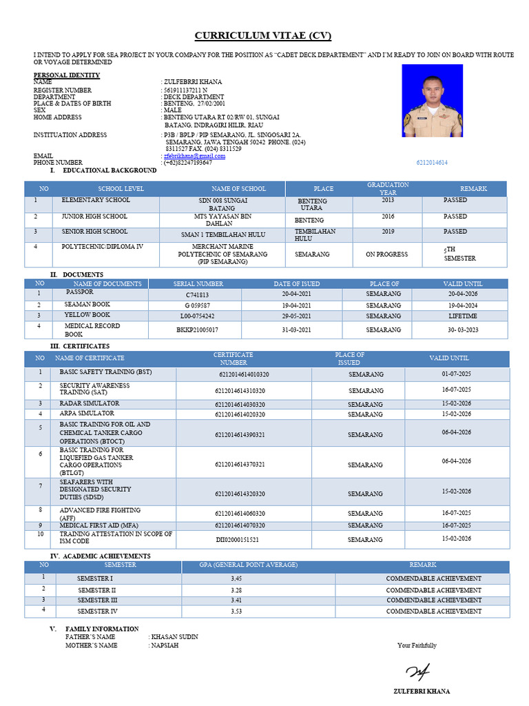 CV (A4) | PDF | Water Transport | Freight Transport