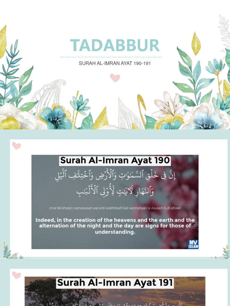 TADABBUR (Surah Ali-Imran Ayat 190-191) | PDF